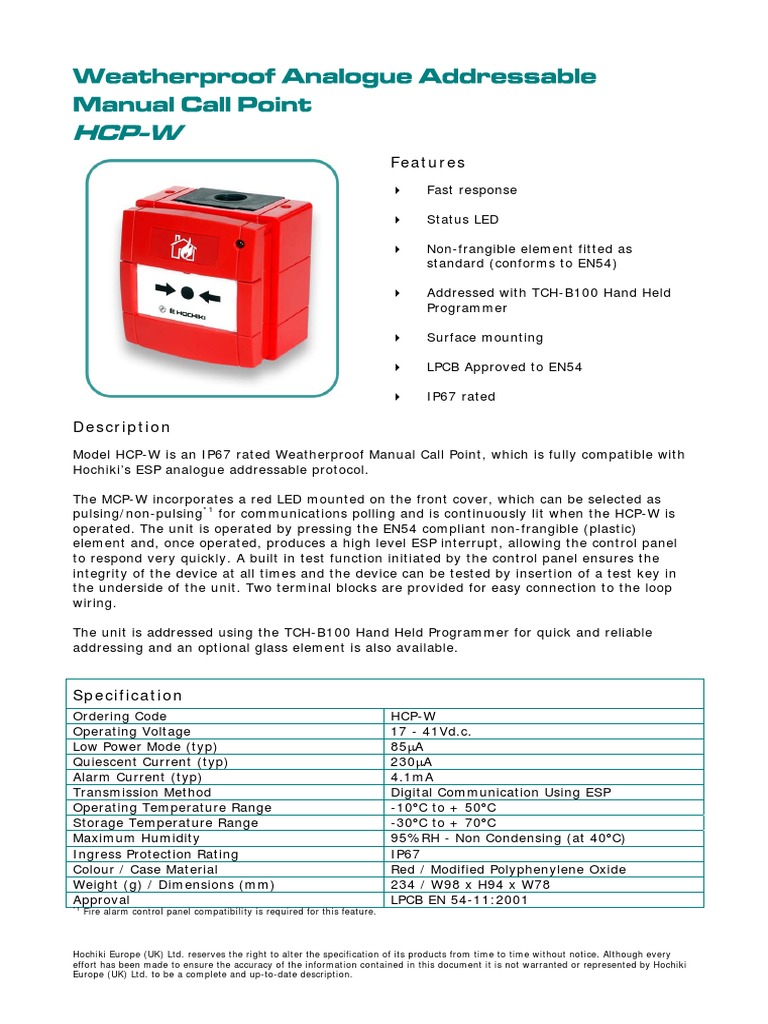 HCP-W - IP67 Push Button Specification | PDF