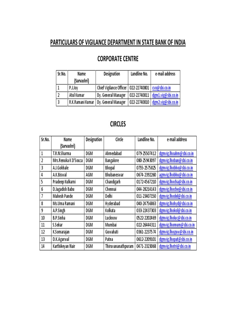 Particulars of Vigilance Dept PDF | PDF