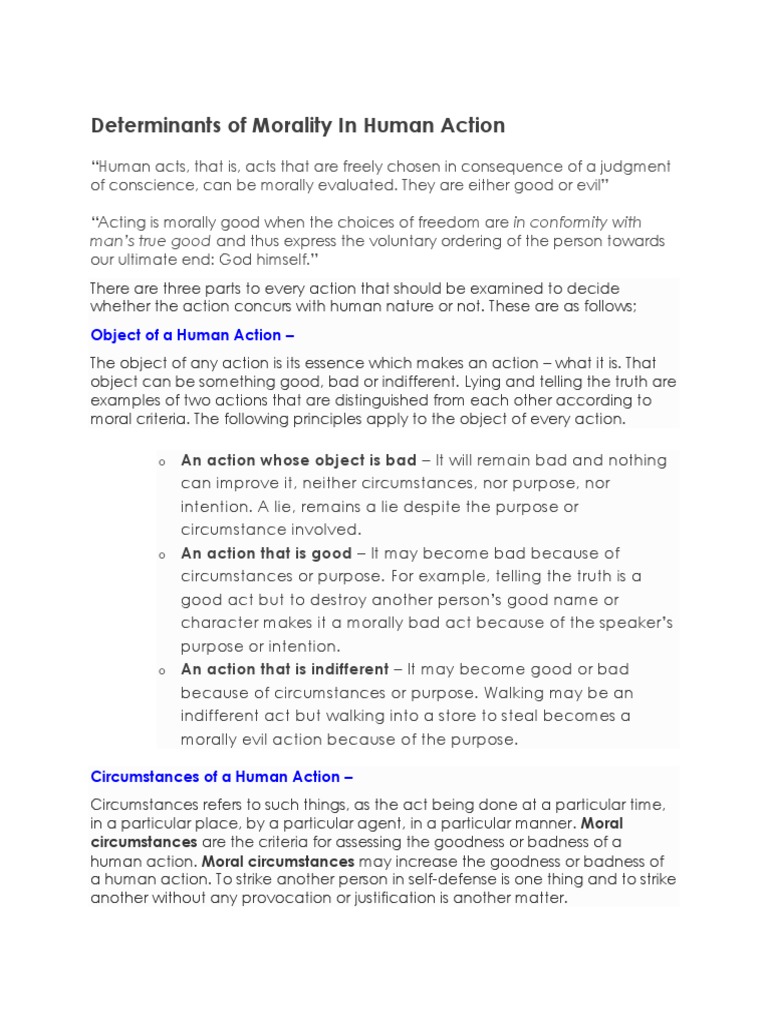 Determinants of Moral Acts | PDF | Morality | Intention
