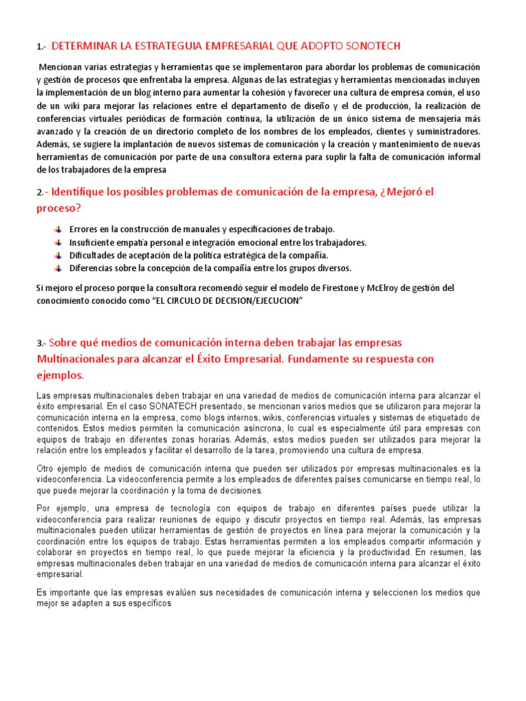 Caso Sonatech Respuestas | PDF