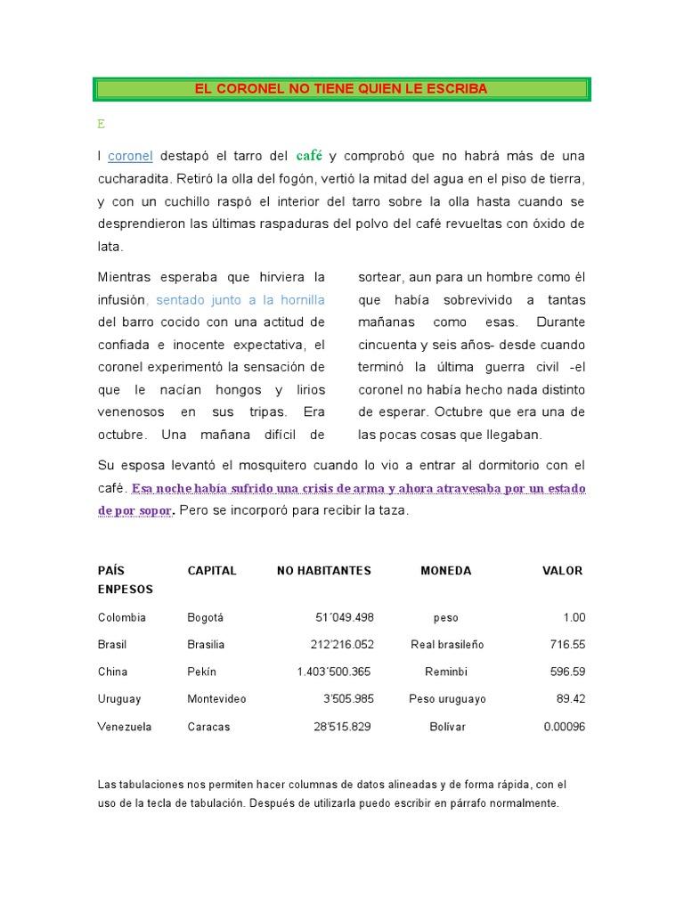 El Coronel No Tiene Quien Le Escriba | PDF