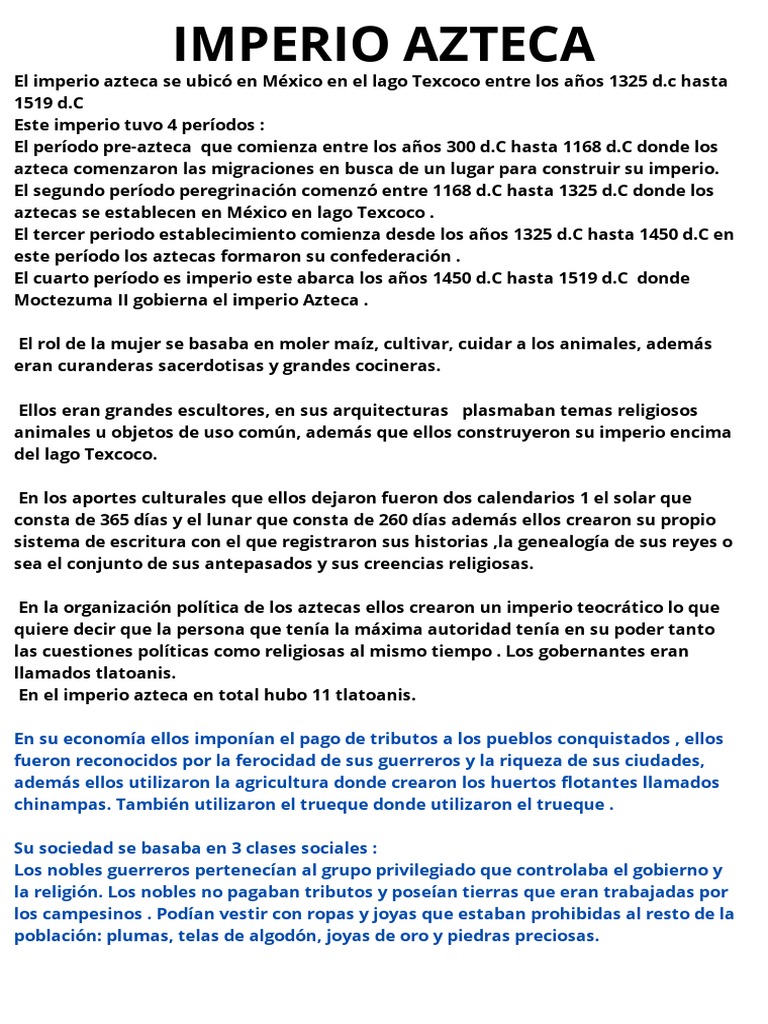 Imperio Azteca Guion PDF | PDF