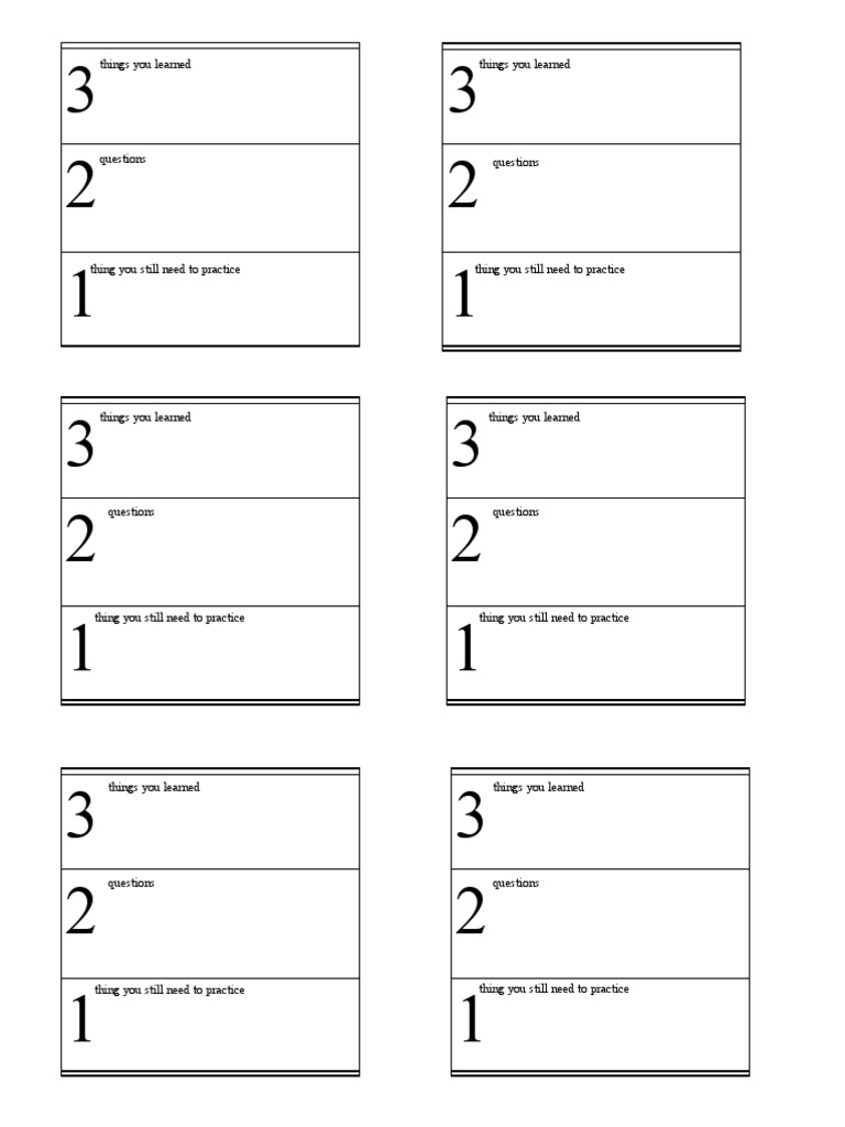 3-2-1 sticky note exit ticket | PDF