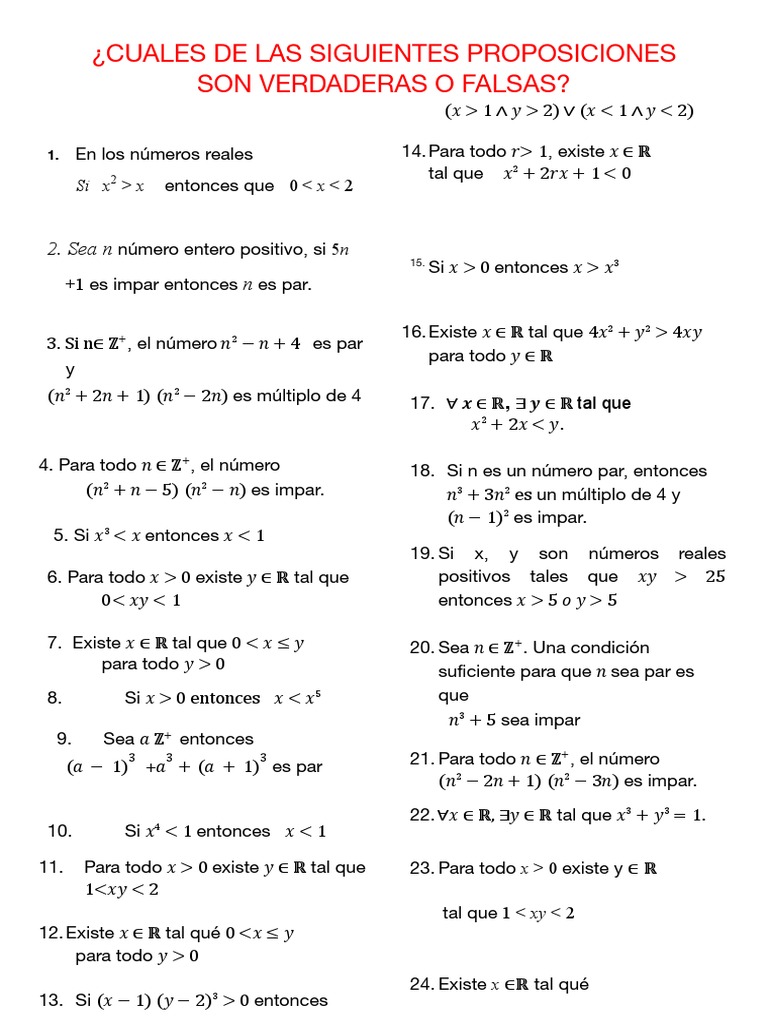 Ejercicios de demostraciones proposiciones | PDF