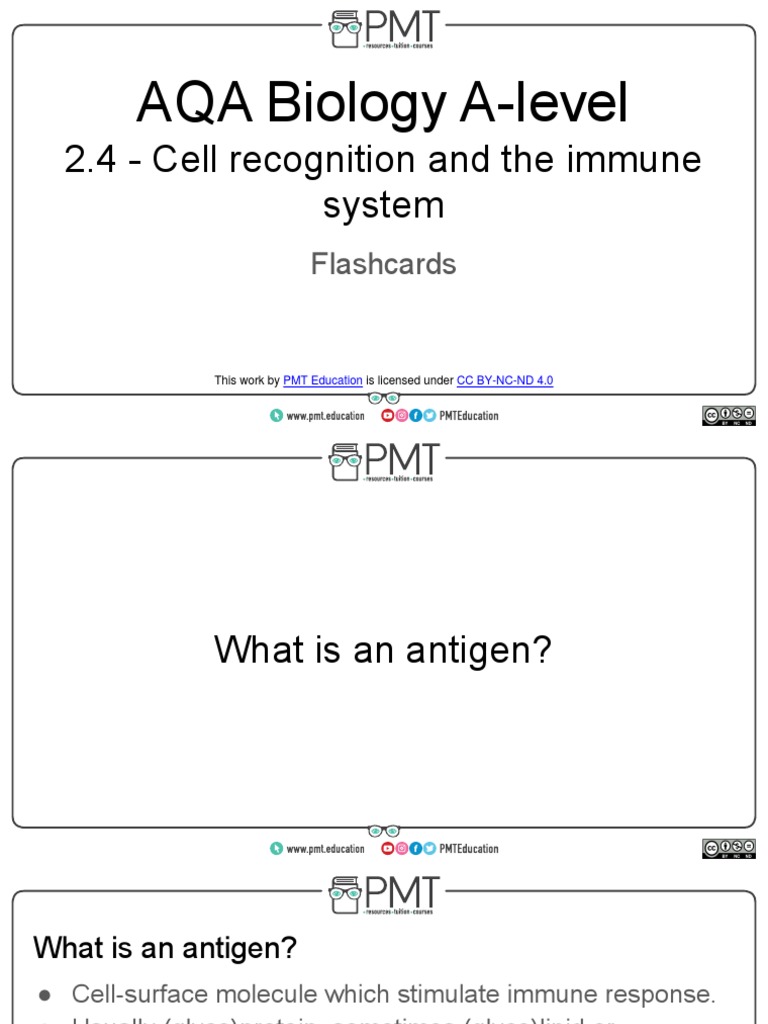 Flashcards - Topic 2.4 Cell Recognition and Immune System - AQA Biology ...