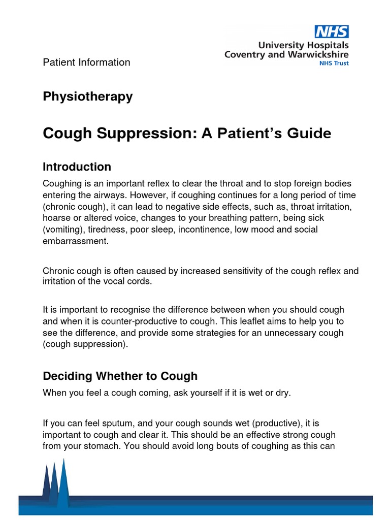 Cough Suppression - A Patients Guide PDF | PDF