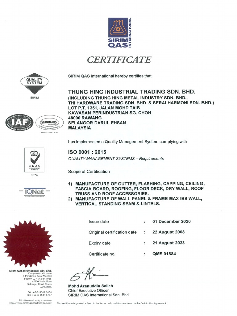 Thi Sirim Cert | PDF