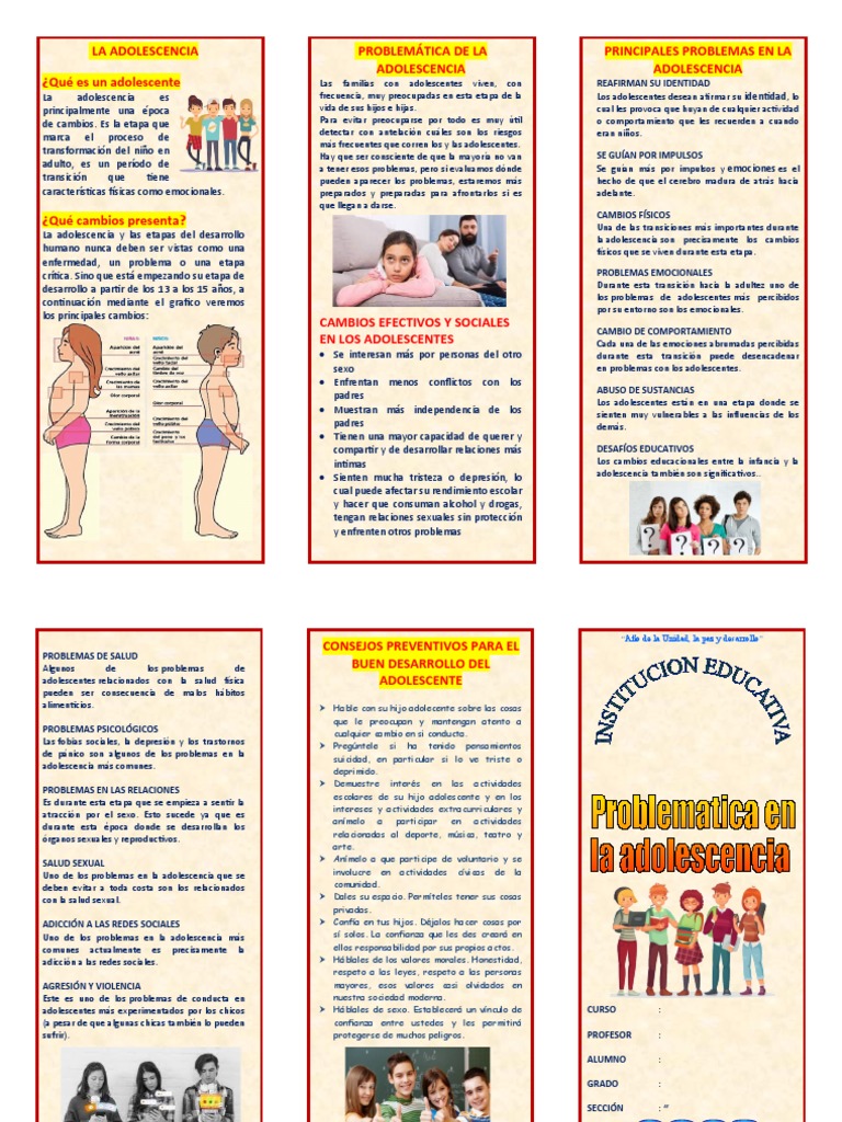 TRIPTICO Problematica de Los Adolescentes | PDF