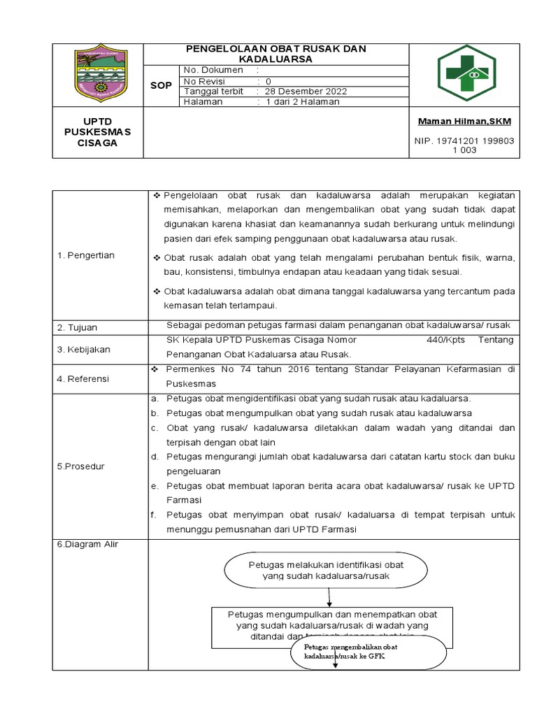 SOP PENGELOLAAN OBAT RUSAK DAN KADALUARSA | PDF