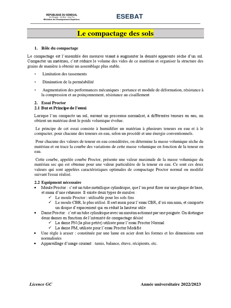 Le Compactage Des Sols | PDF | Physique appliquée et interdisciplinaire