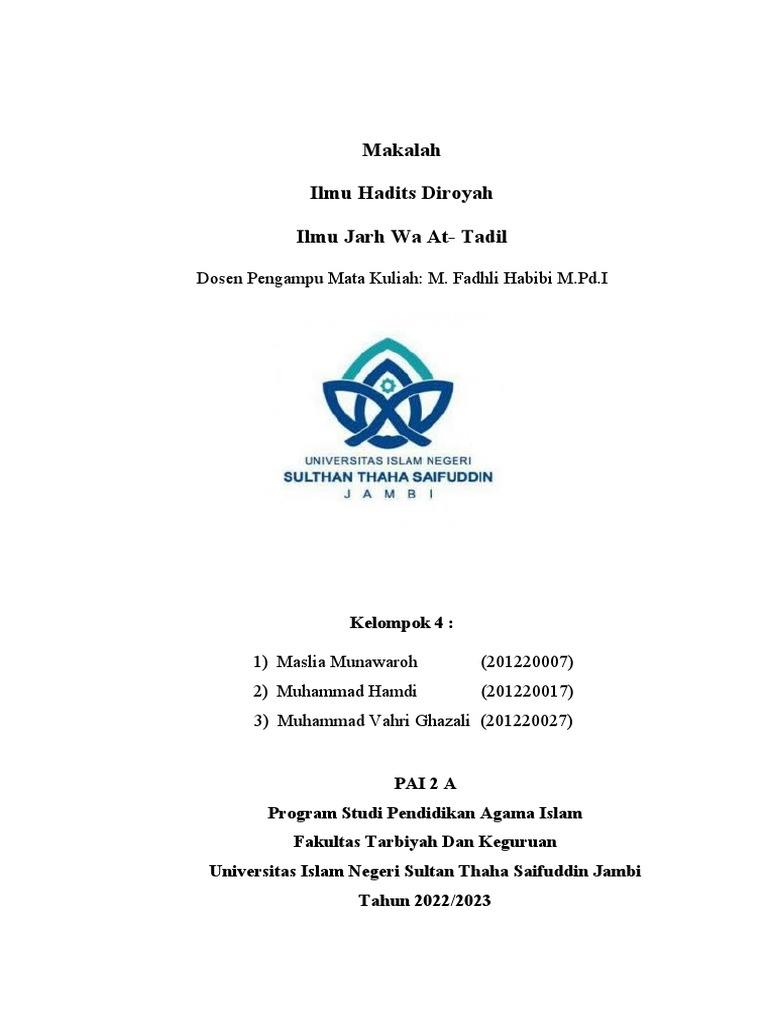 Ilmu Jarh Wa At-Ta'dil Kelompok 4 | PDF