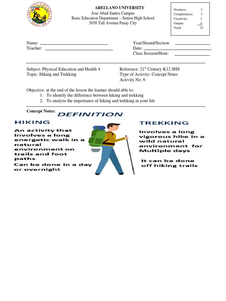 Pe 4 Hiking and Trekking | Download Free PDF | Hiking | Psychology