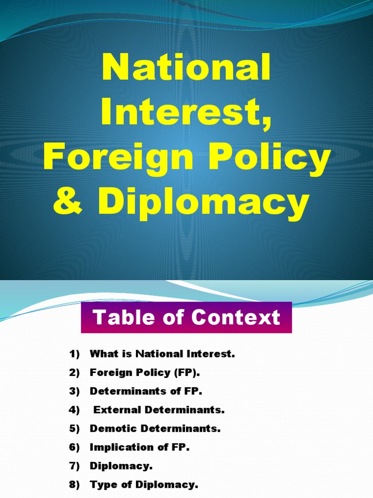 National Interest and Foreign Policy Overview | PDF