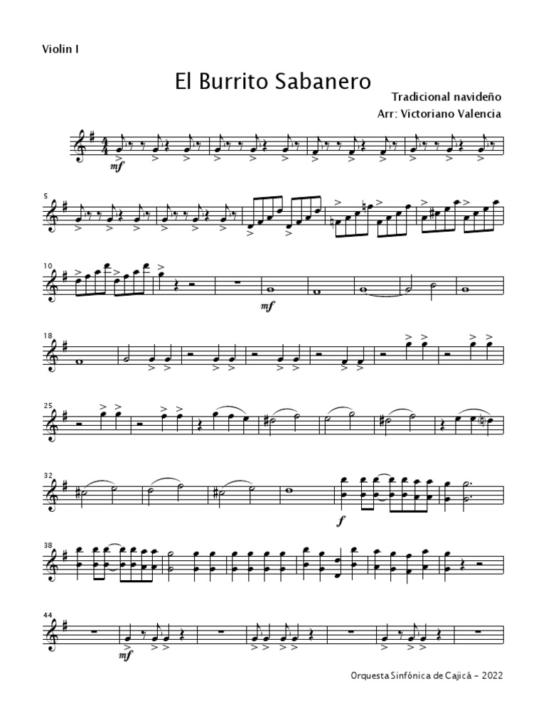 Burrito Sabanero - Violin I PDF | PDF
