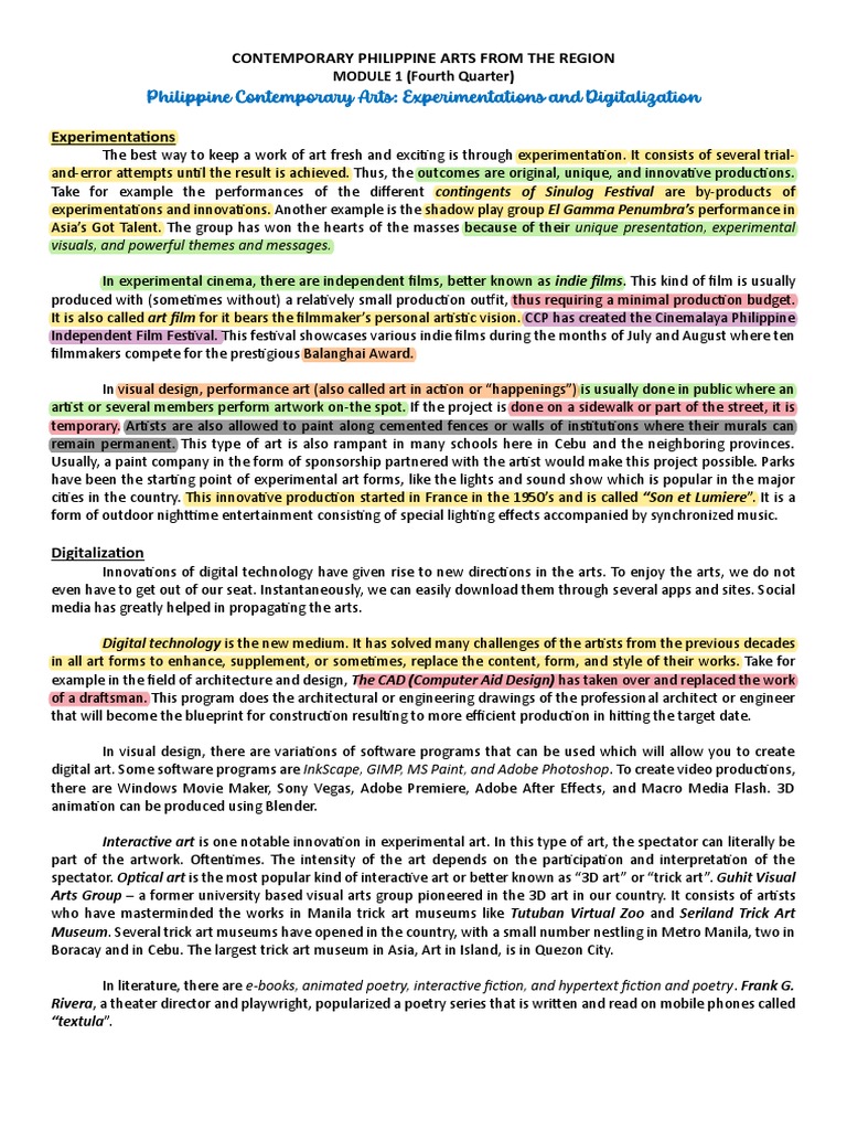 Cpar Q4 M1 Reading Material PDF | PDF