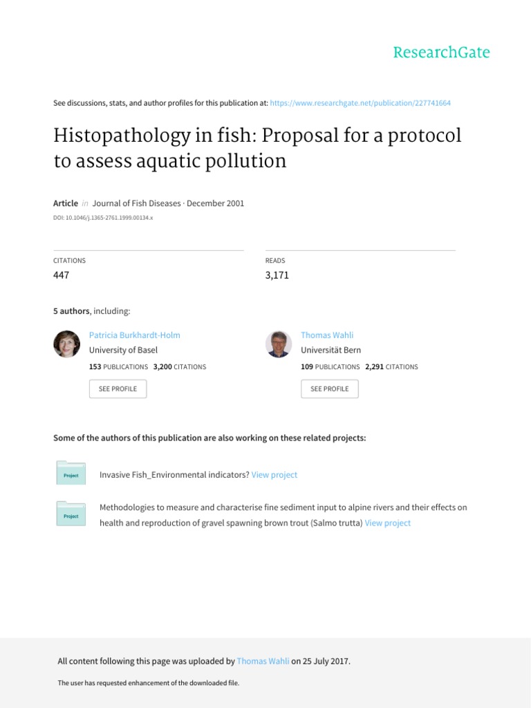Histopathology in Fish Proposal For A Protocol To PDF | PDF