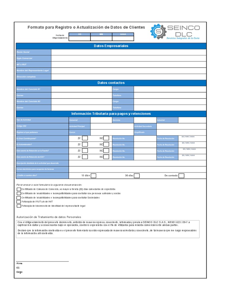 Formato Creacion de Clientes PDF | PDF