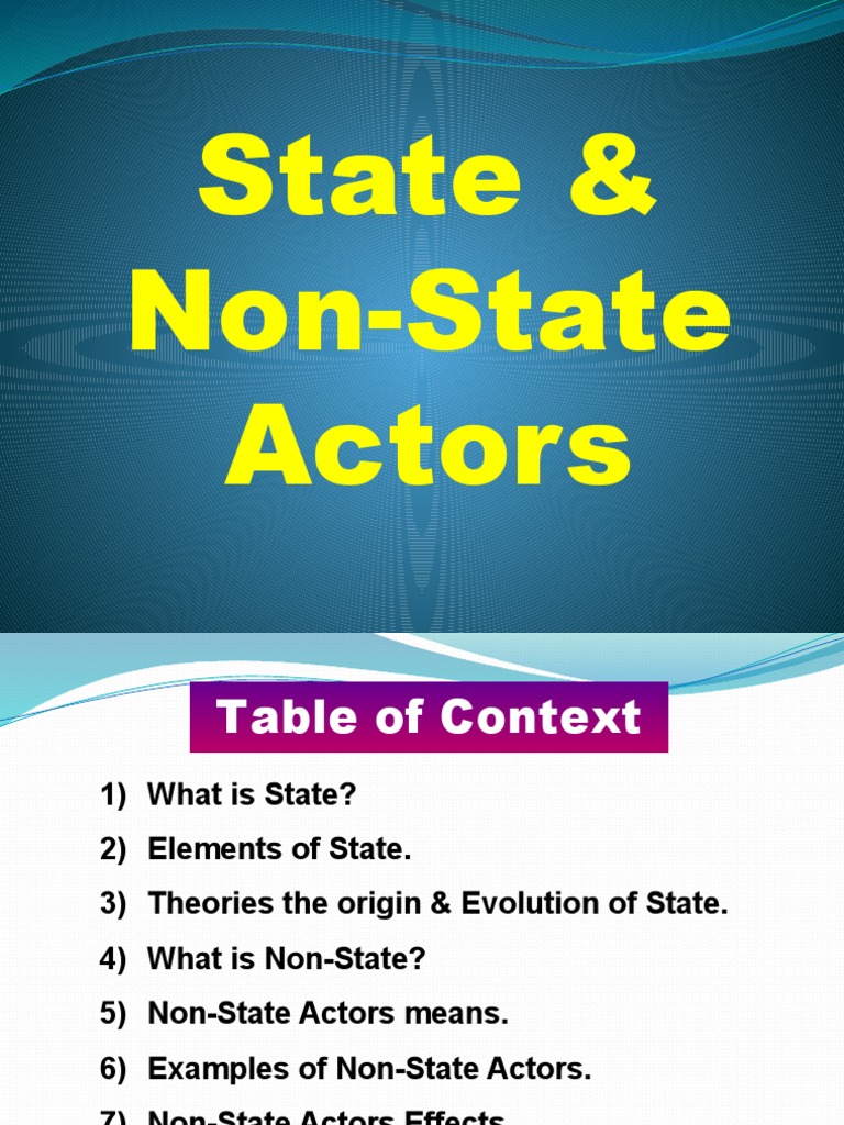 State & Non-State Actors | PDF | Sovereign State | Non Governmental ...