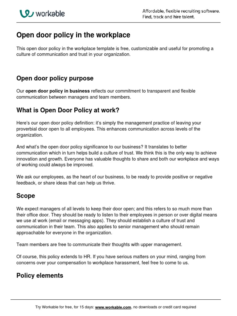 Open Door Company Policy PDF | PDF