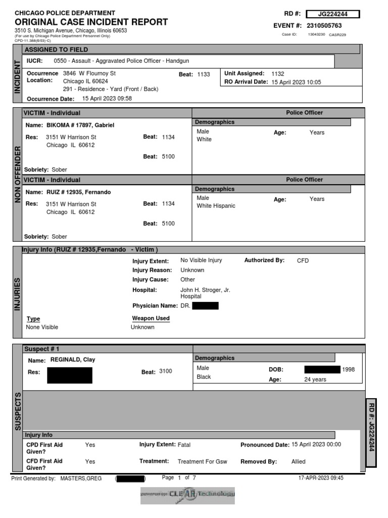 Chicago Police Incident: Officer Assault | PDF | Firearms | Securities