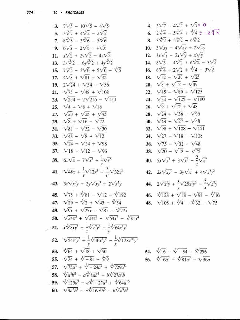 Suma y Resta de Radicales | PDF
