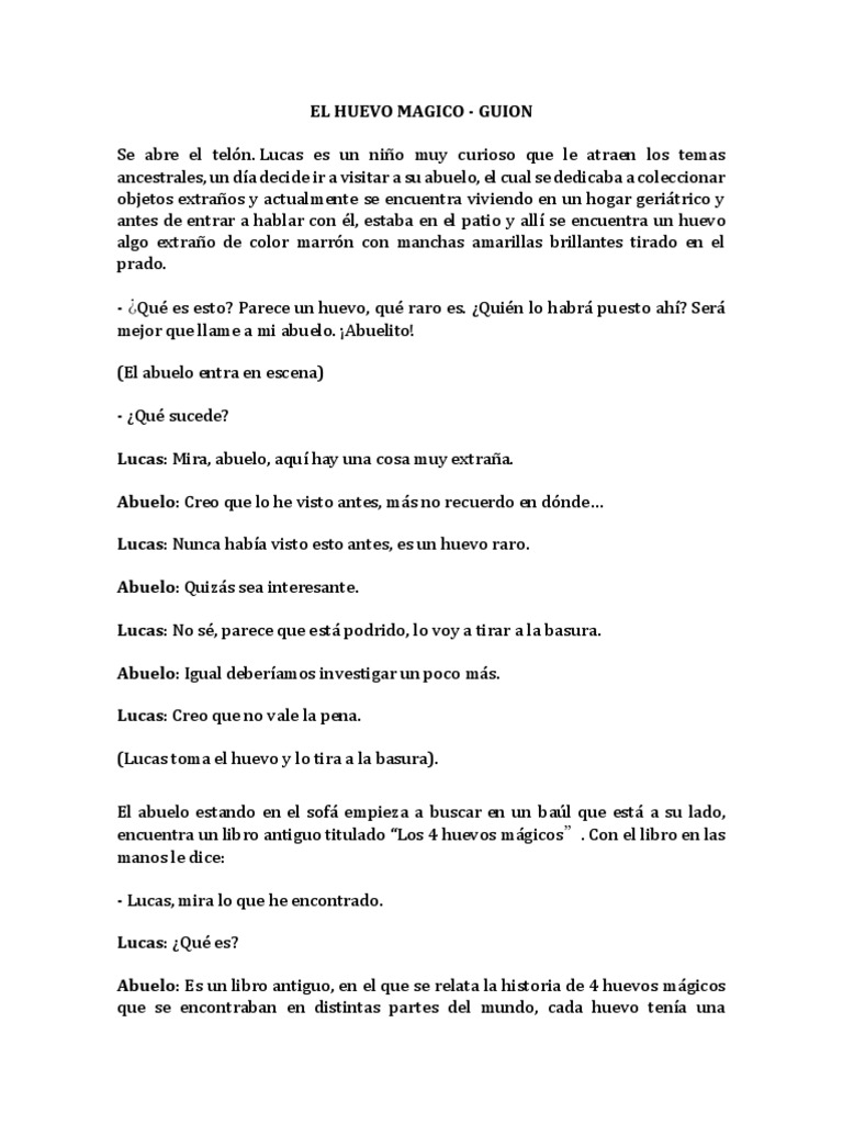 El Huevo Magico - Guion-1 PDF | PDF