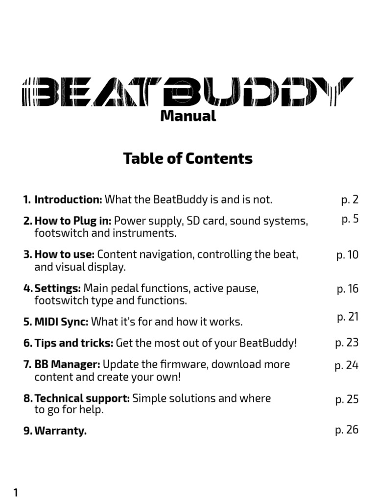 SingularSound BeatBuddy User Manual v1.00 - Sept 2014 | PDF | Switch ...