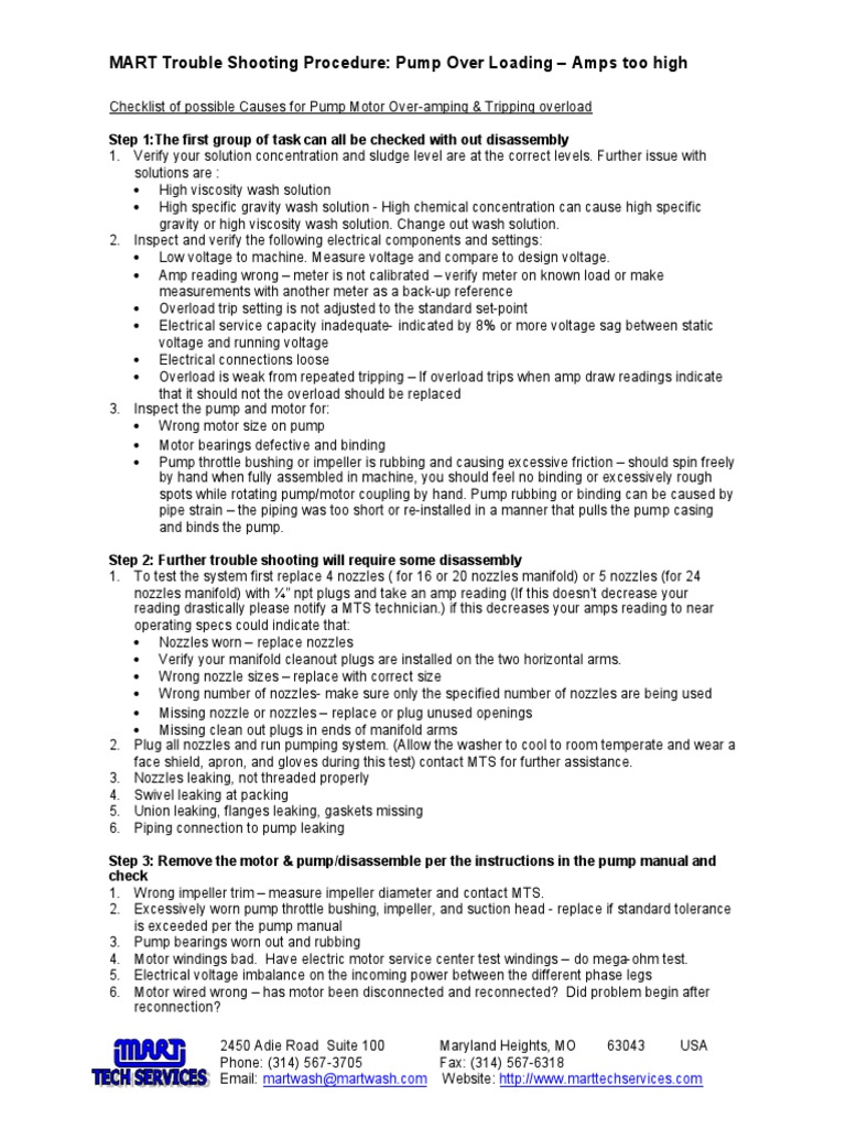 Pump Motor Over Loading - Over Amping Troubleshooting PDF | PDF | Pump ...