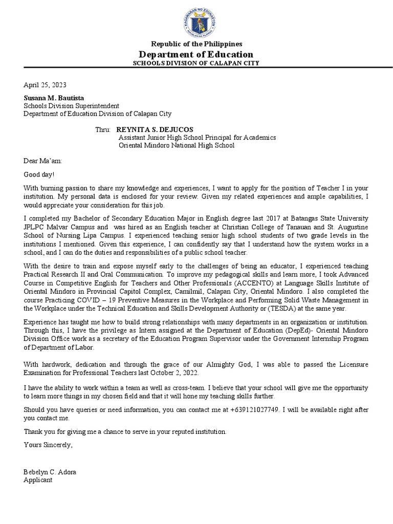 Letter of Intent OMNHS Jhs | PDF