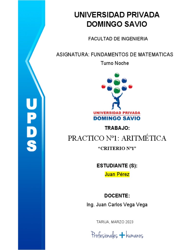 CARÁTULA INSTITUC - FUND.MATE 2023-FORMATO Upds jcv1 | PDF | Tecnología