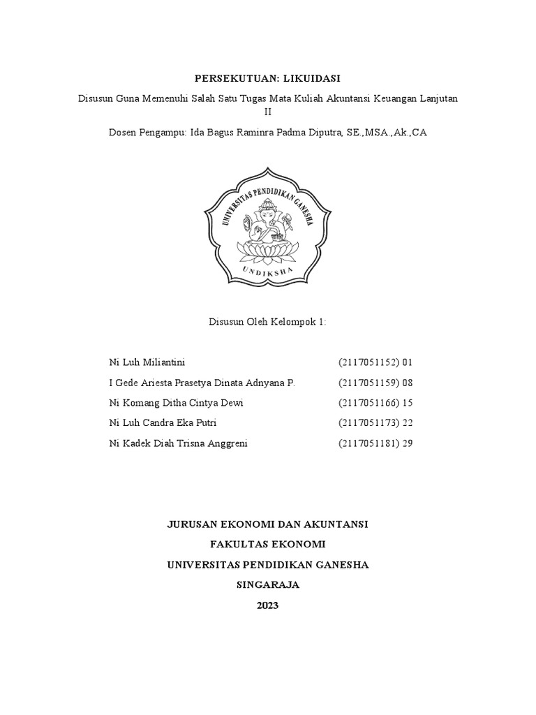 Likuidasi Persekutuan: Skedul & Distribusi Kas | PDF