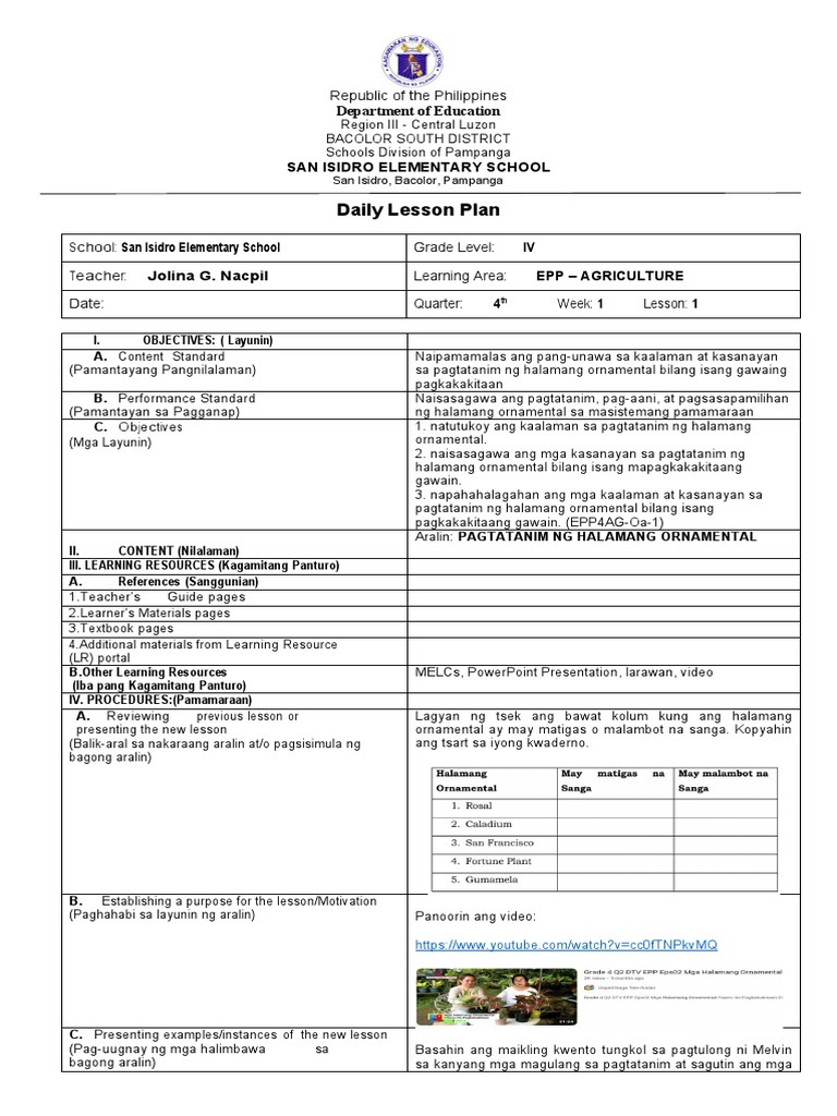 DLP Epp Q4 WK 1 Lesson 1 | PDF