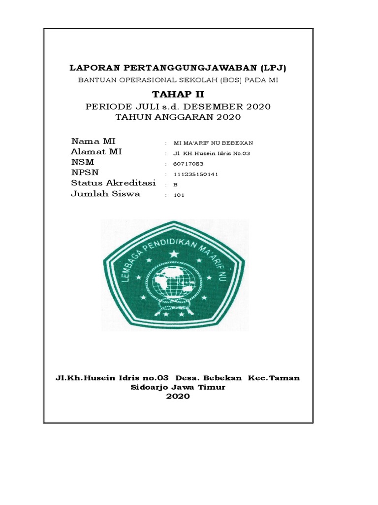 LPJ Bosreg Tahap 2 2020 Mi Bebekan | PDF