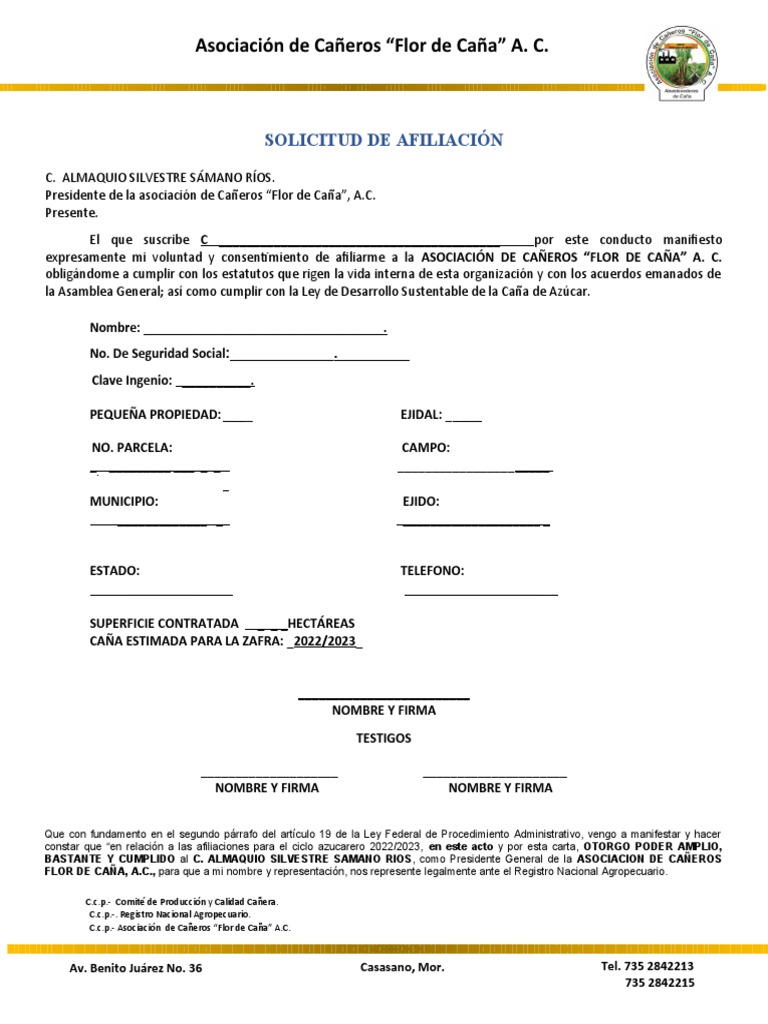 Formato de Afiliación | PDF