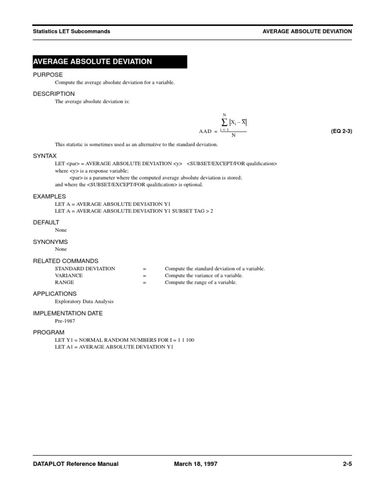 Data Analysis: Avg Abs Deviation | PDF | Teaching Methods & Materials ...