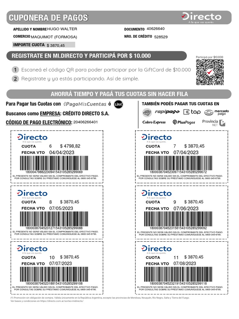 Cuponera de Pago PDF | PDF