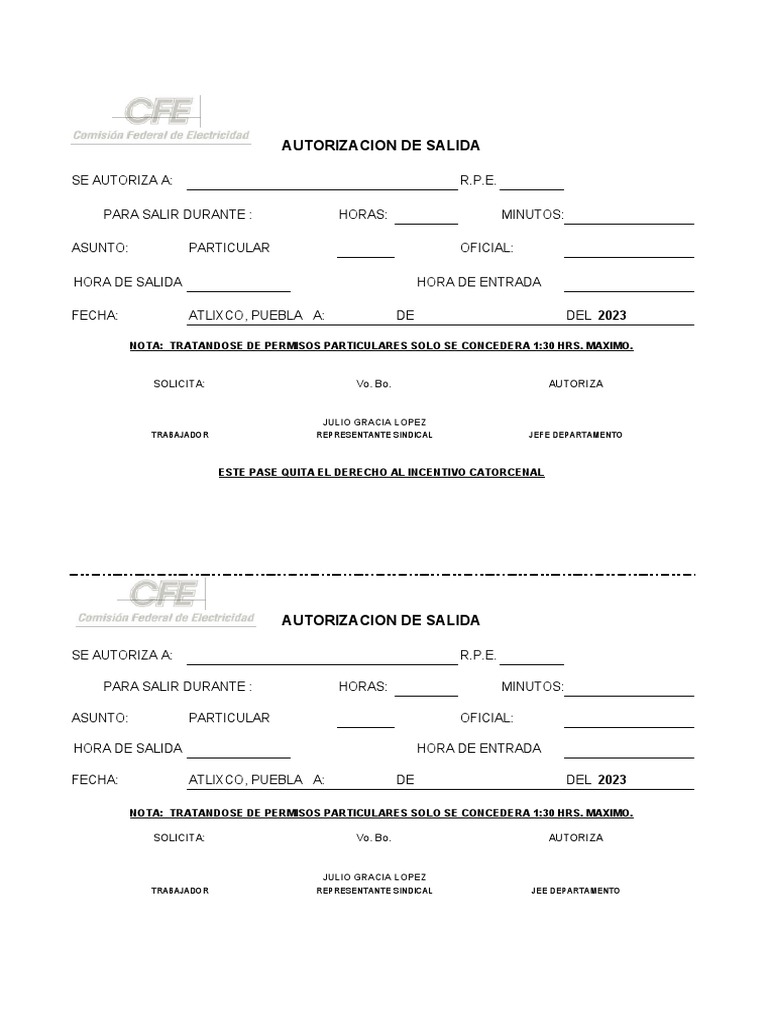 Pase de Salida 2022 | PDF