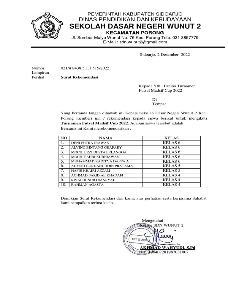 Surat Rekom Futsal PDF | PDF