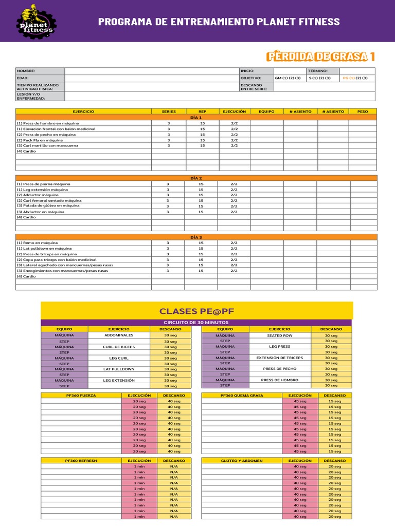 Programa de Treinamento Planet Fitness | PDF