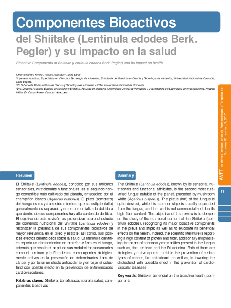 Componentes Bioactivos.pdf | PDF | Hongo | Fibra dietética