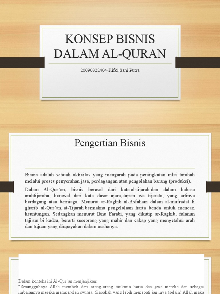 Rifki Sani Putra - KONSEP BISNIS DALAM AL-QURAN | PDF