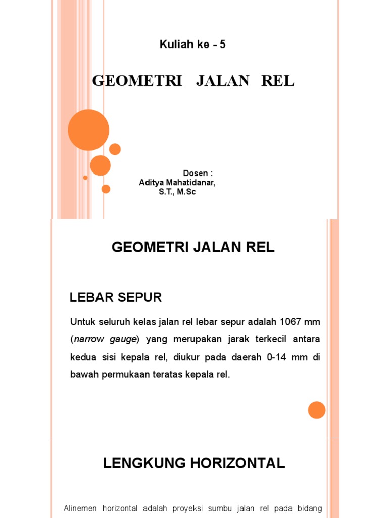 Kuliah 5 Geometri Jalan REl | PDF