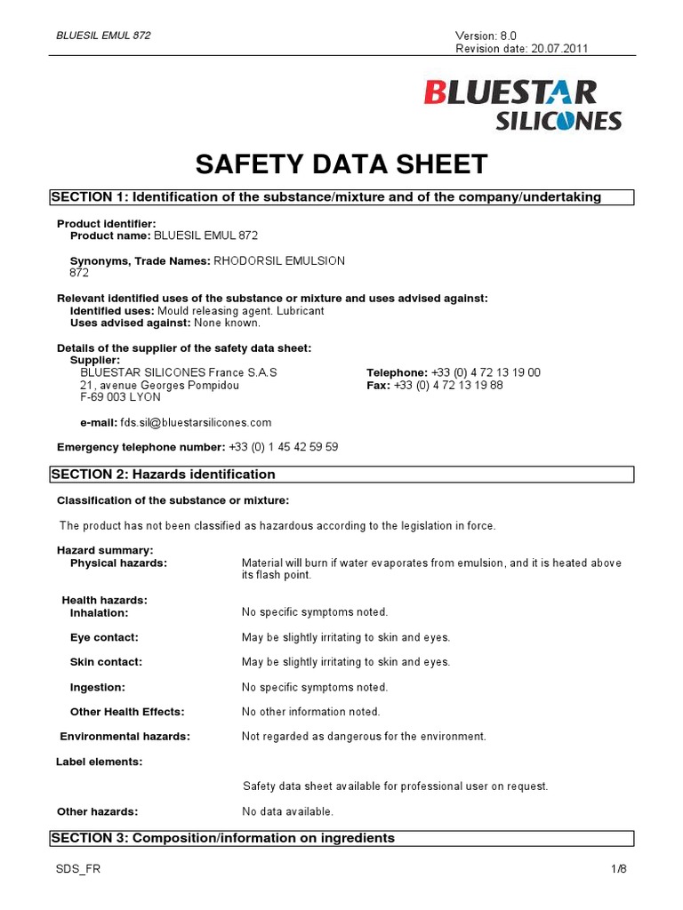 MSDS - Silicon Emulsion PDF | PDF