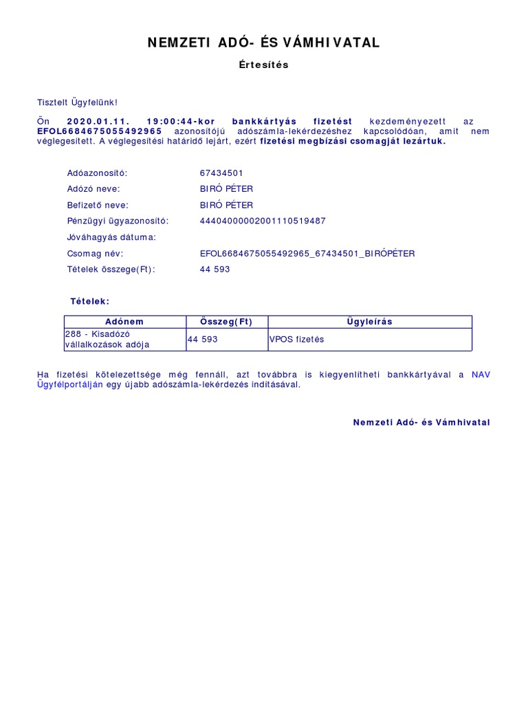 Megbízási Csomag Lezárása - 67434501 - 44404000002001110519487 PDF | PDF