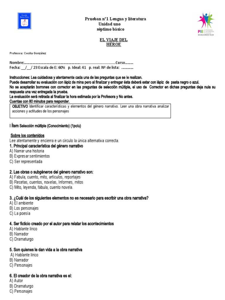 Prueba G.N - Viaje Del Héroe | PDF