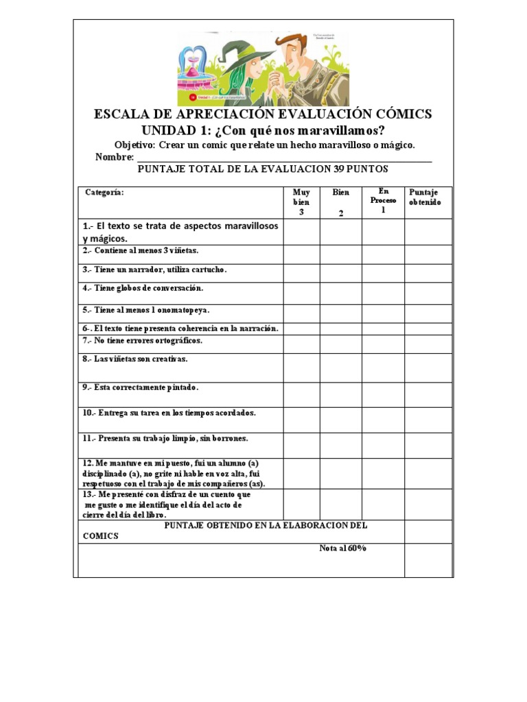 Evaluación de Cómics Mágicos | PDF