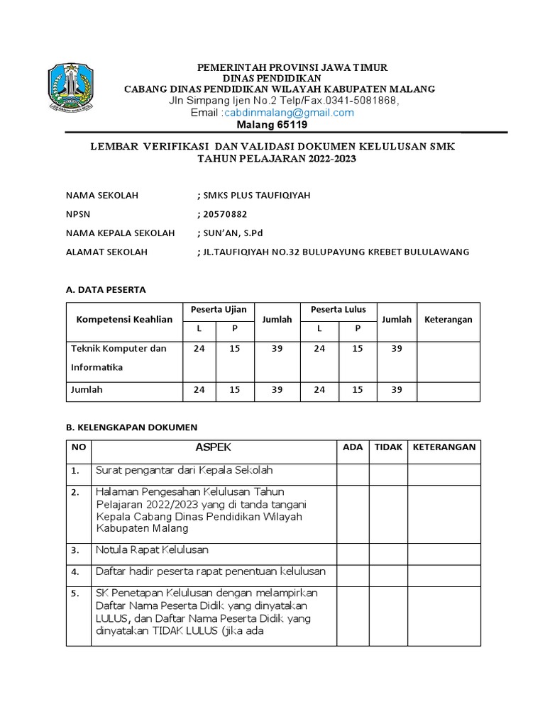 LEMBAR VERIFIKASI KELULUSAN..Moch. Mudjiono | PDF