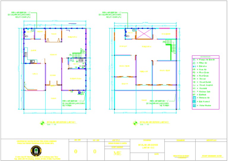 Niha Denah Instalasi Air Bersih L.1&2 PDF | PDF