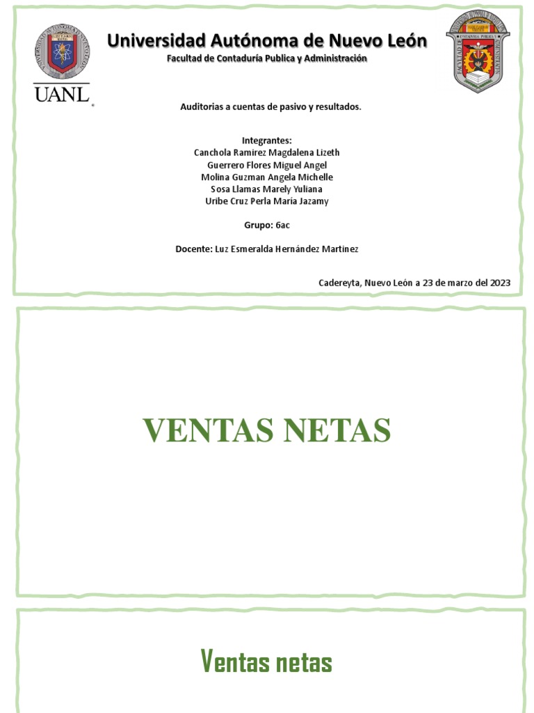 Ventas Netas Presentacion PDF | PDF | Contabilidad | Business