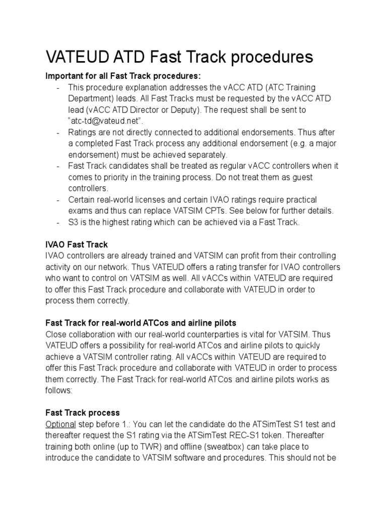 Vateud Fast Track Procedures | PDF